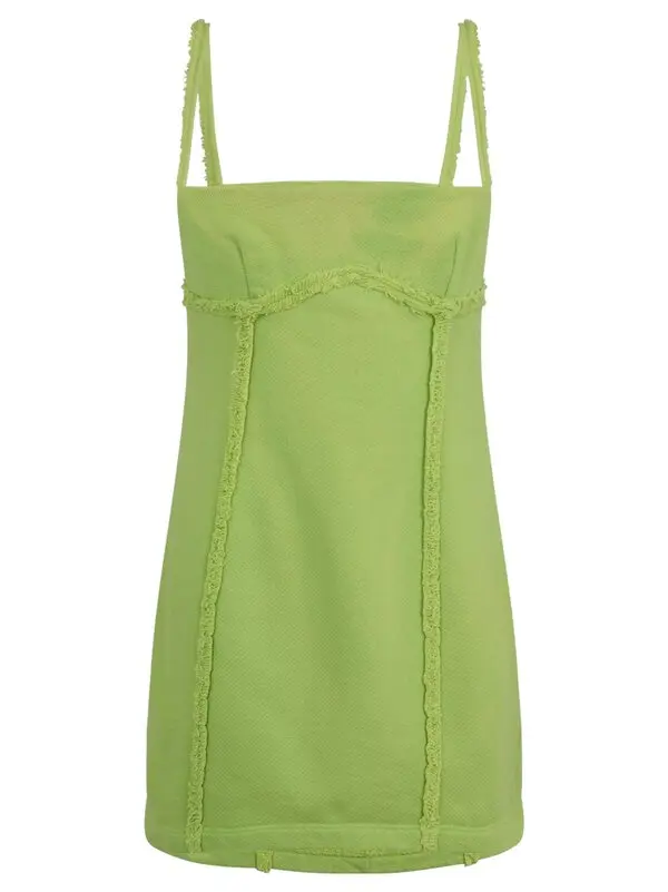 Off-White Spaghetti Strap Mini Dress - Green