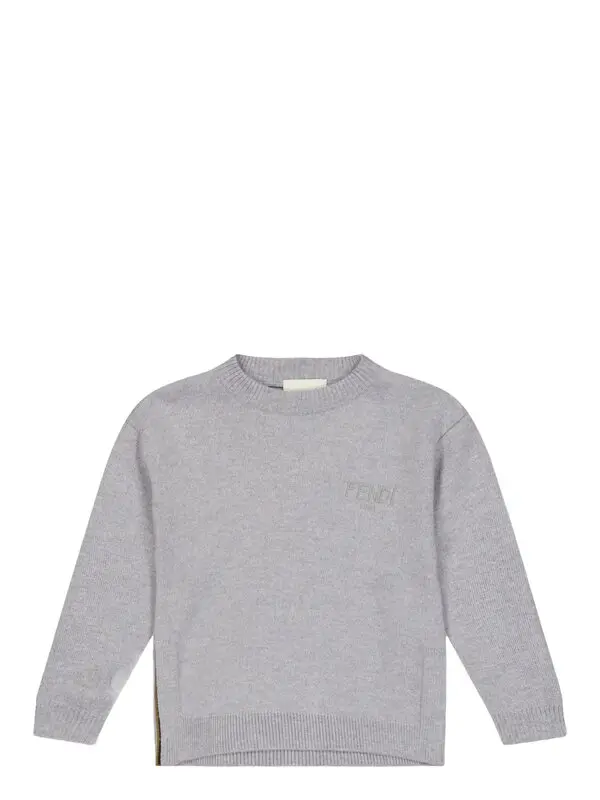 Fendi Crew Neck Long Sleeve Sweater - Gray