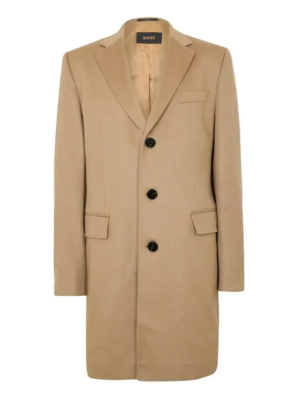 Hugo Boss Wool Blend Overcoat - Nude