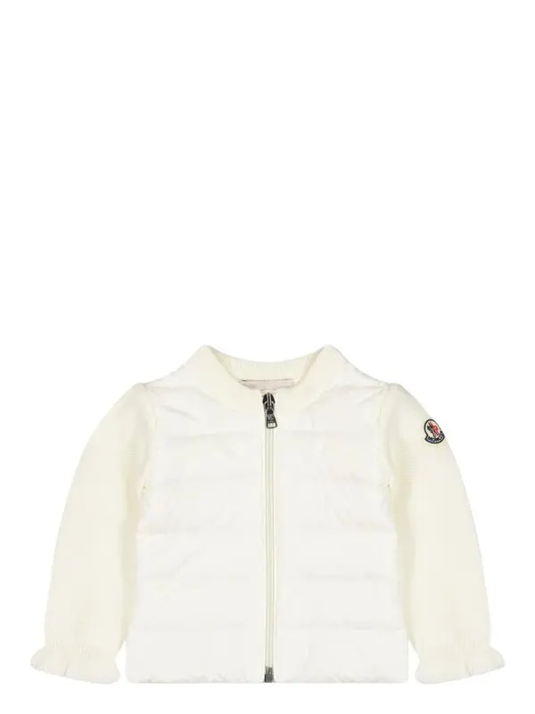 Moncler Logo Patch Zip Up Jacket - White