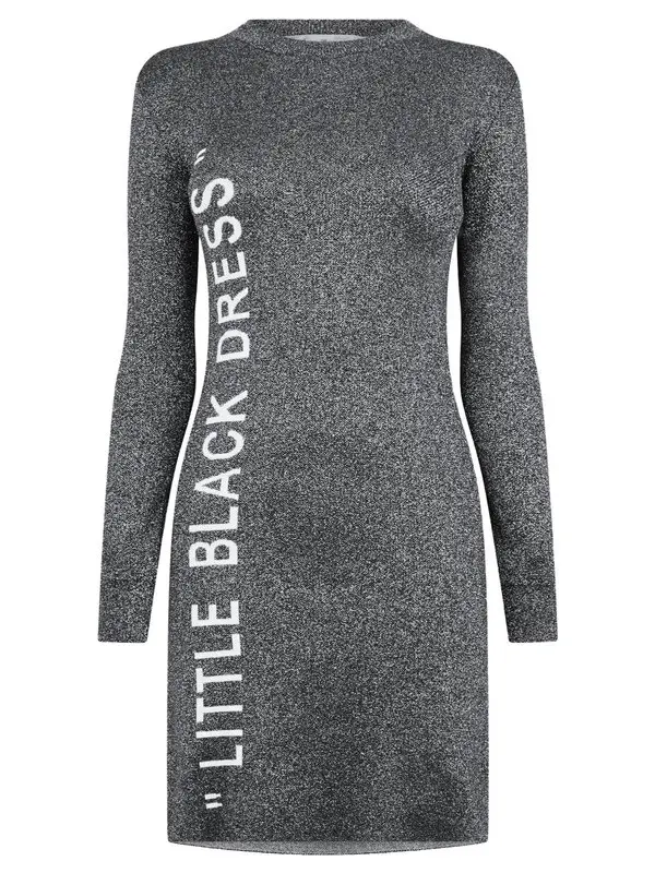 Off-White Slim-fit Dress With Graphic Detail - Gray