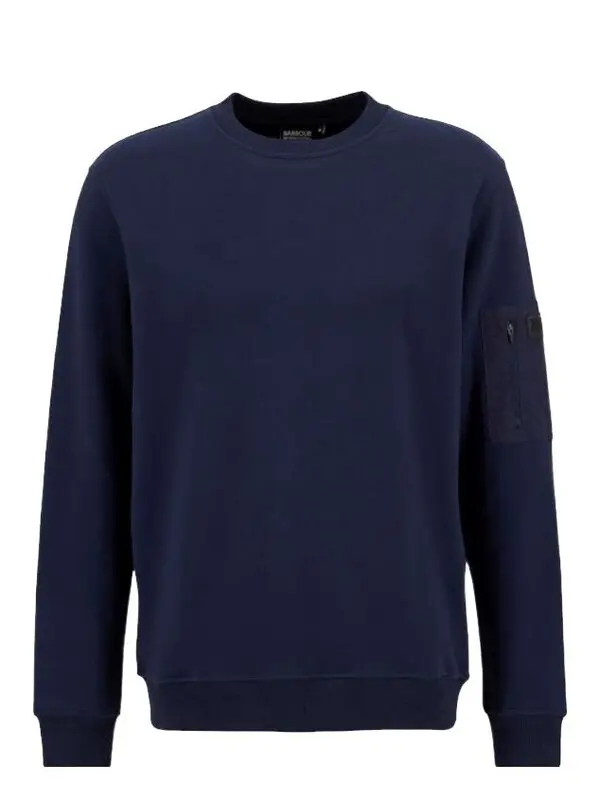 Barbour Grip Crew Neck Sweater With Zipped Pocket - Navy