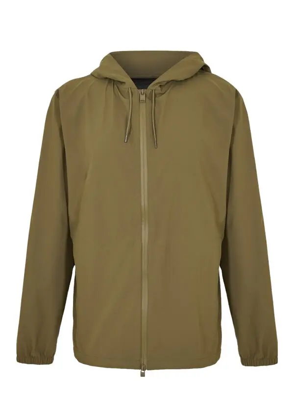 Rains Zip-up Hooded Casual Jacket With Drawstring - Green