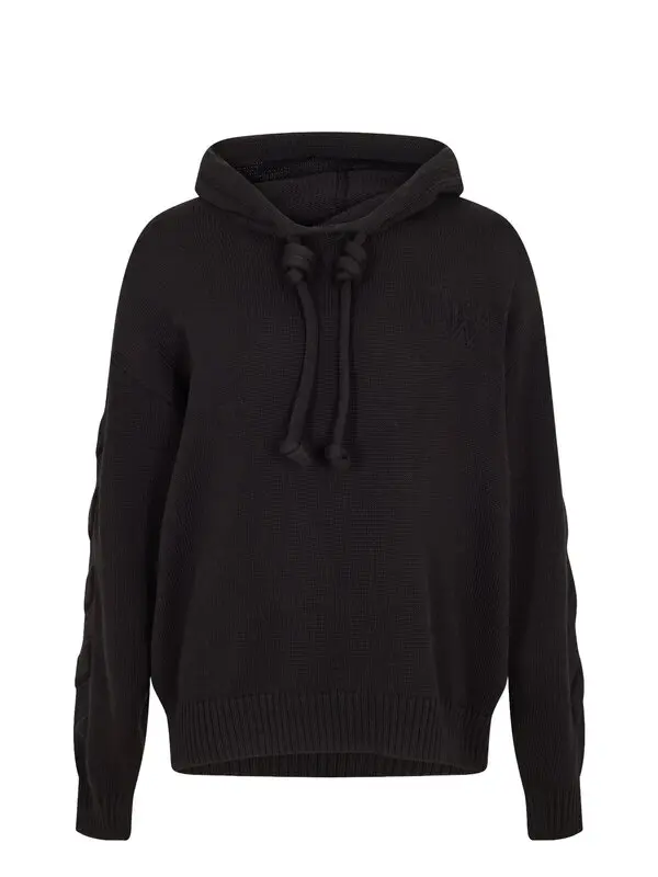 Off-White Hooded Knit Sweater - Black