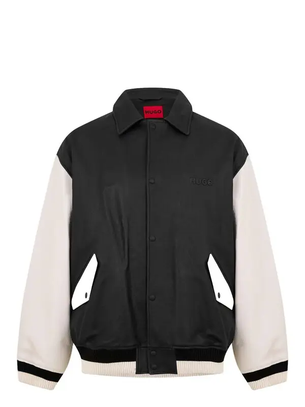 Hugo Boss Color-blocked Varsity Jacket - Black