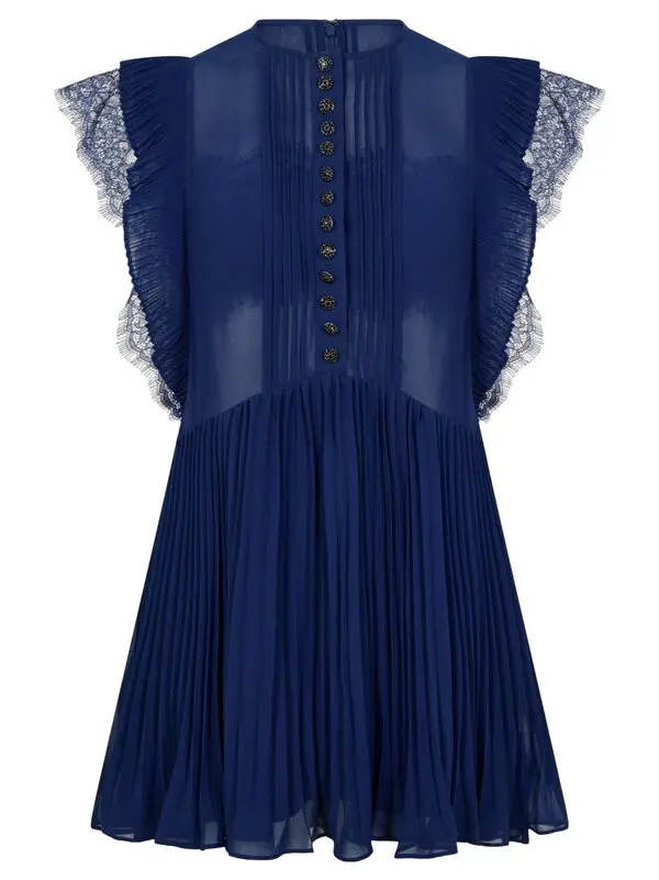 SELF-PORTRAIT Ruffled Mini Dress - Blue
