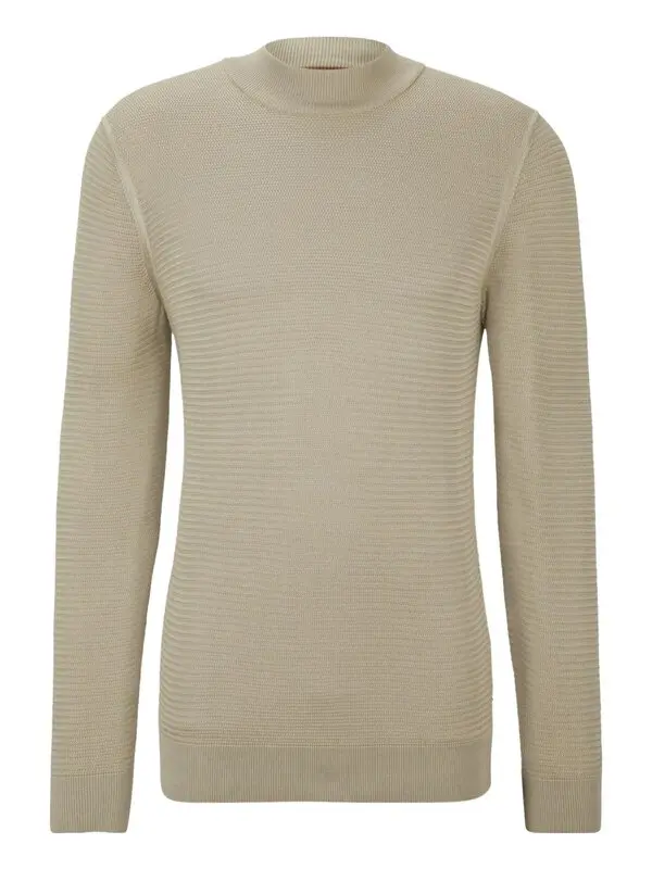 Hugo Boss Mock Neck Long Sleeve Knit Top - Nude