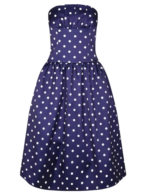 SELF-PORTRAIT Polka Corset Midi Dress - Blue