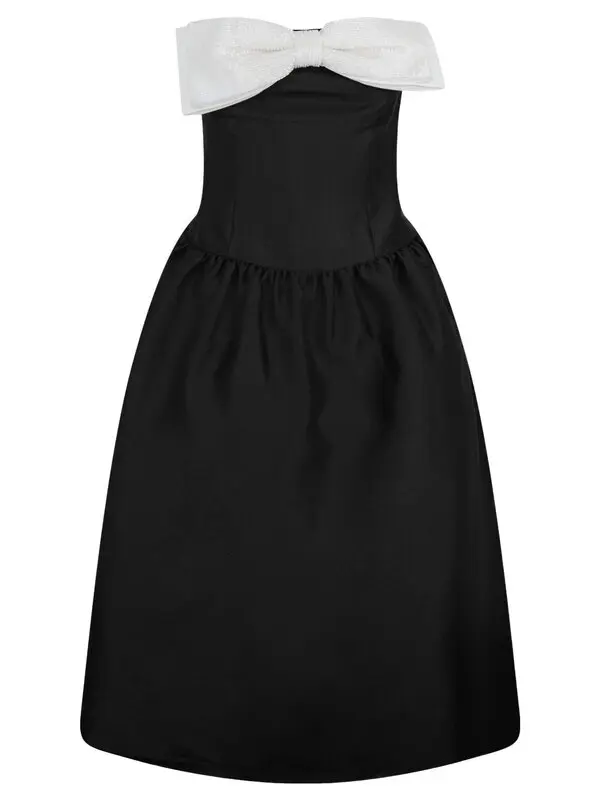 SELF-PORTRAIT Bow Detail Midi Dress - Black