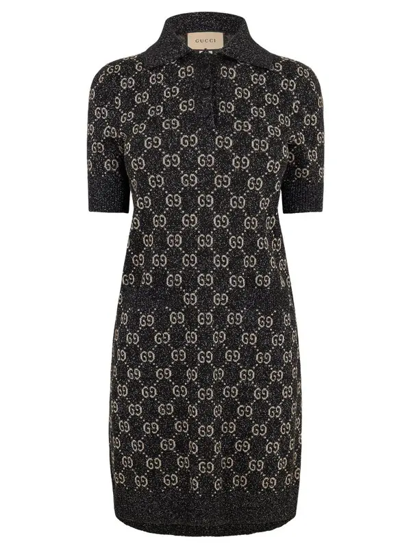Gucci Gg Jacquard Cotton Dress - Black