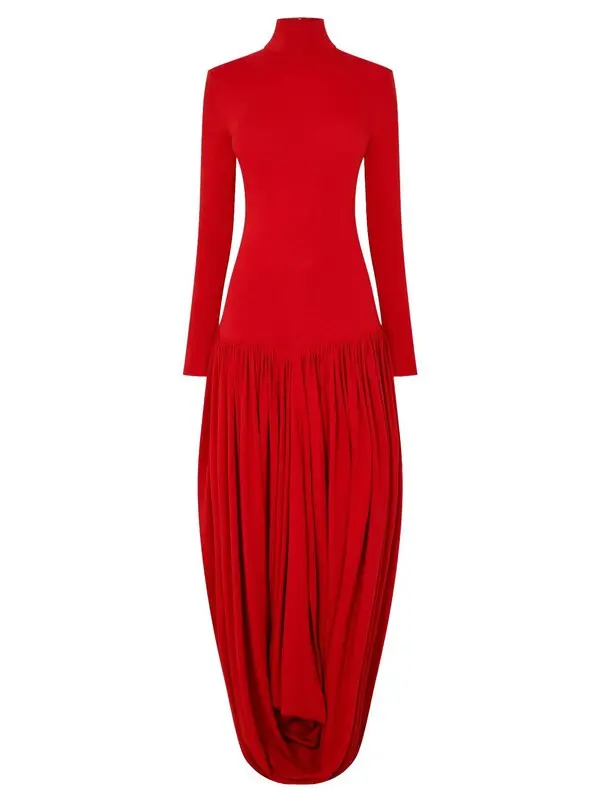 Magda Butrym Long Sleeve High Neck Dress - Red