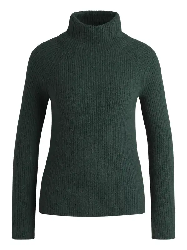 Hugo Boss Falodan Ribbed Knit Turtleneck Sweater - Black
