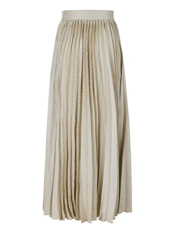 Off-White Pleated Maxi Skirt - Nude