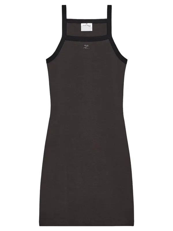 COURREGES Sleeveless Square Neck Mini Dress - Black