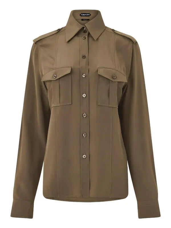 TOM FORD Military-inspired Button-up Shirt - Brown