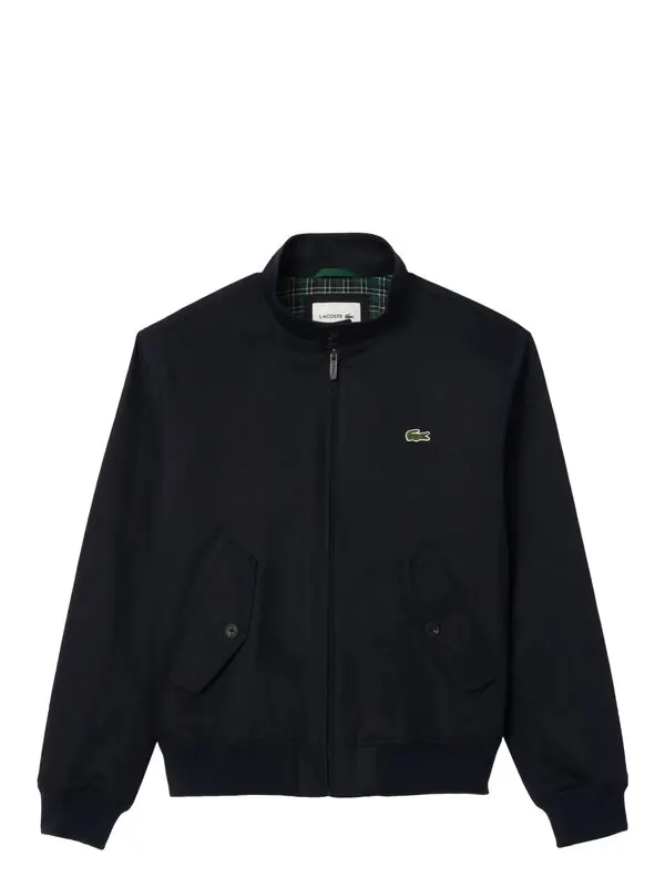 Lacoste Twill Harrington Jacket With Embroidered Croc Emblem - Black