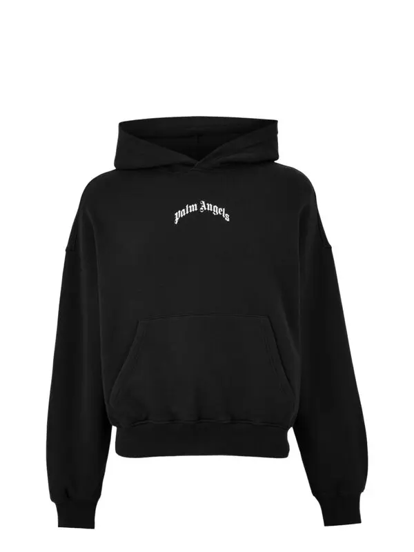 Palm Angels Over The Head Hoodie With Logo Detail - Black