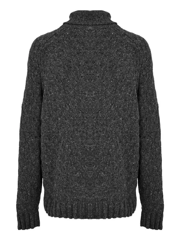 Hugo Boss Wool-blend Cable Knit Turtleneck Sweater - Black