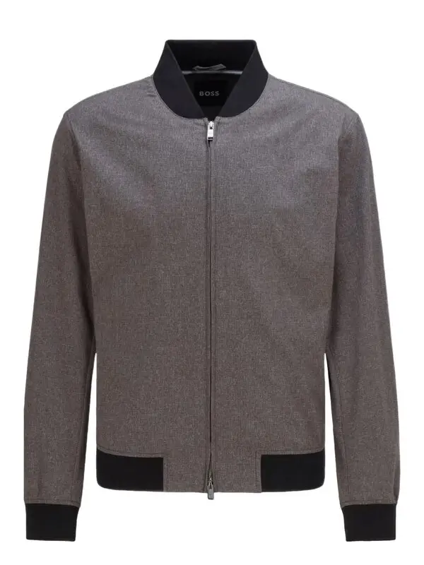 Hugo Boss Boss Bomber Jacket With Zip-up Closure - Black