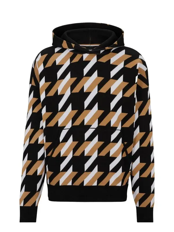 Hugo Boss Geometric Knit Hoodie - Black