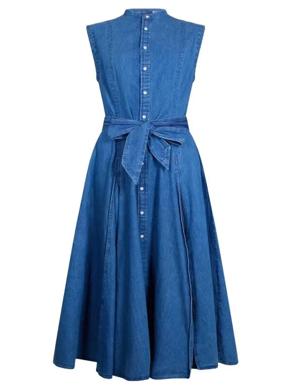 Ralph Lauren Denim Shirt Dress With Waist Tie - Blue