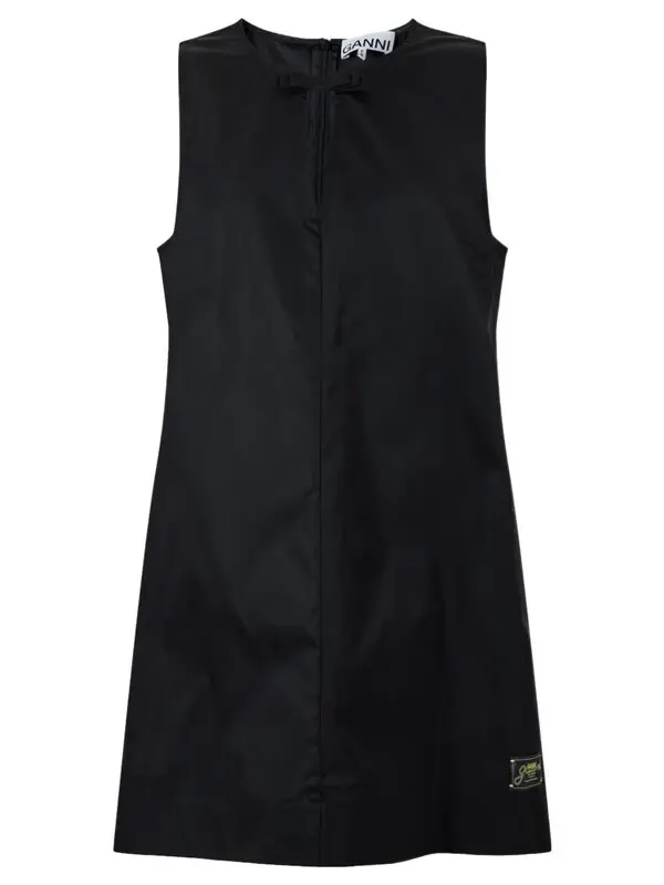 GANNI Sleeveless Round Neck Mini Dress - Black