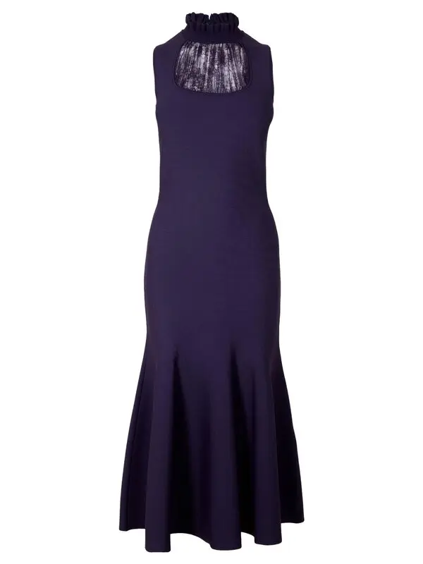 Alexander McQueen Lace Midi A-line Dress - Black