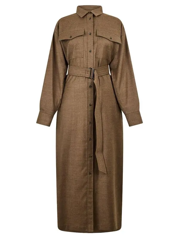 Max Mara Stemma Maxi Shirt Dress - Brown
