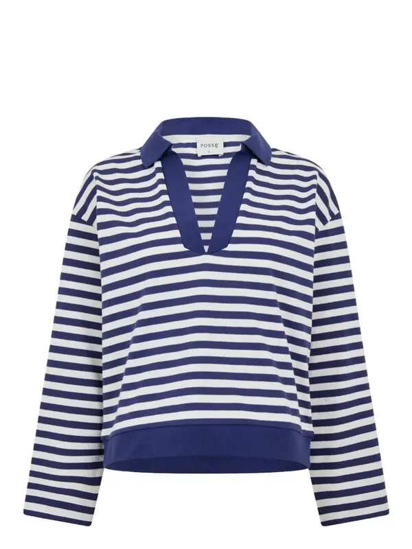 Posse Striped Polo Collar T-shirt - No