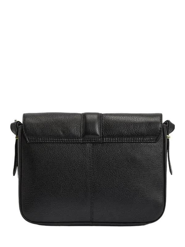 Barbour Leather Crossbody Bag With Flap Over Closure - Black