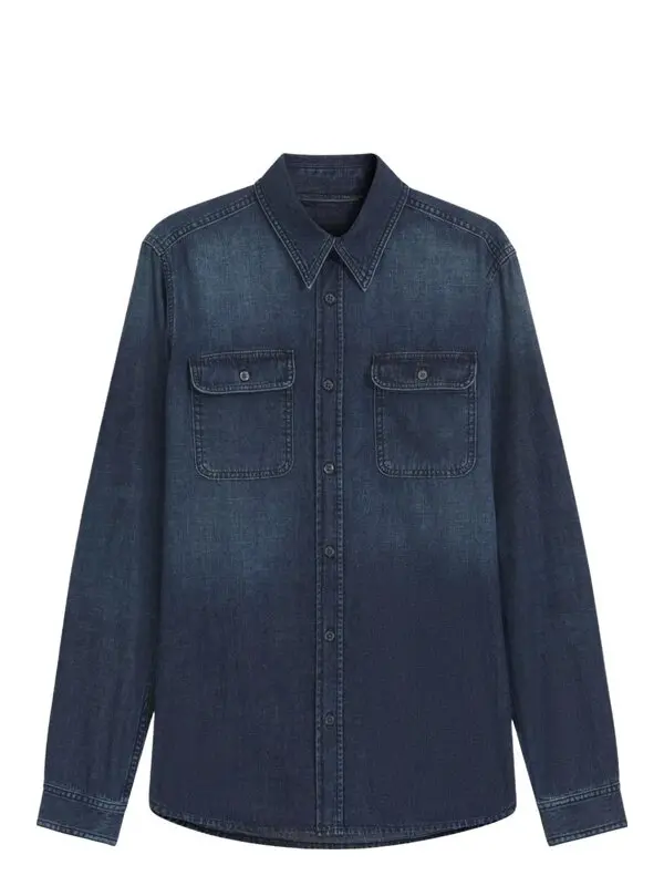 Hugo Boss Hbb Double Breasted Denim Shirt - Blue