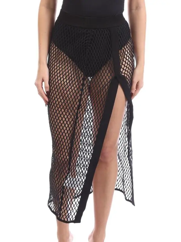 Off-White Mesh Skirt With Logo Belt Detail - Black