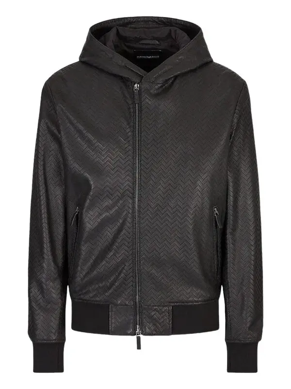 Emporio Armani Leather Hooded Jacket - Simple Leather Jacket