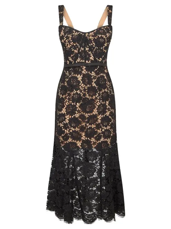 SELF-PORTRAIT Lace Midi Dress - Black