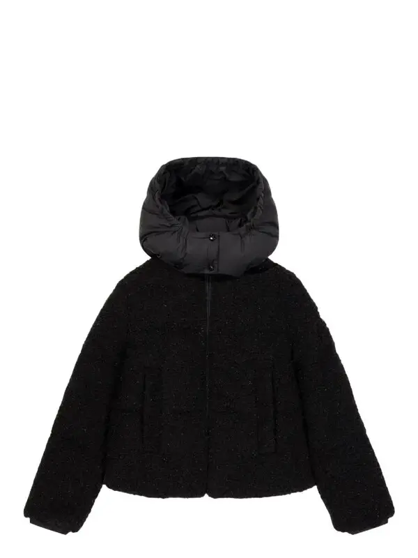 Moncler Logo Teddy Bear Jacket With Hood - Black
