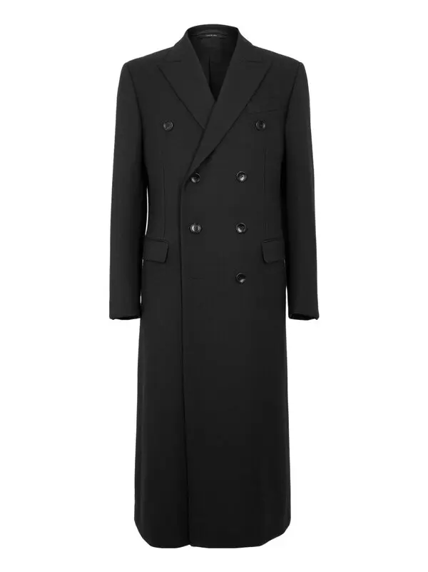 TOM FORD Double-breasted Long Wool Coat - Black