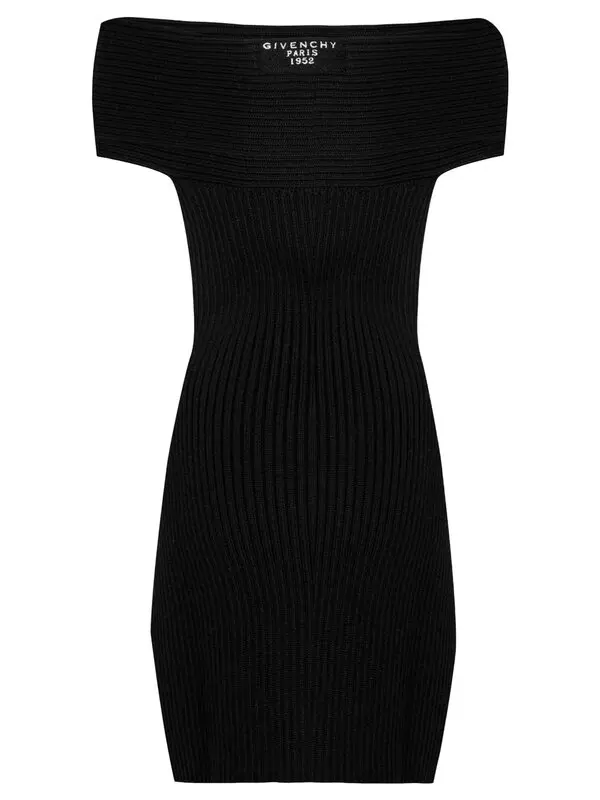 Givenchy Ribbed Off-the-shoulder Mini Dress - Black