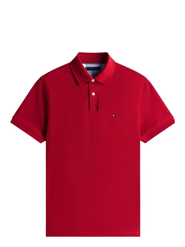Tommy Hilfiger Logo Short Sleeve Polo Shirt - Red