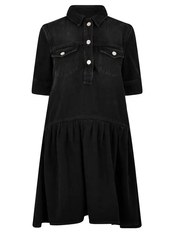 GANNI Button-up Denim Mini Dress - Black