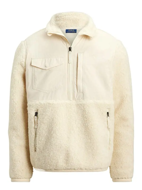 Polo Ralph Lauren Zip-up Fleece With Stand Collar - Nude