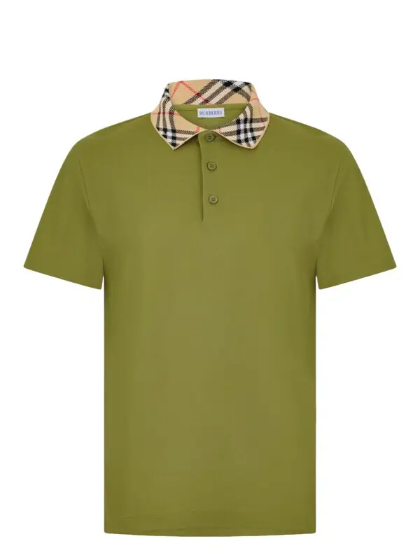 Burberry Plaid Collar Polo Shirt - Green
