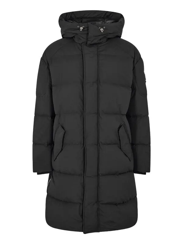 Moose Knuckles Mid-length Quilted Hooded Puffer Coat - Black
