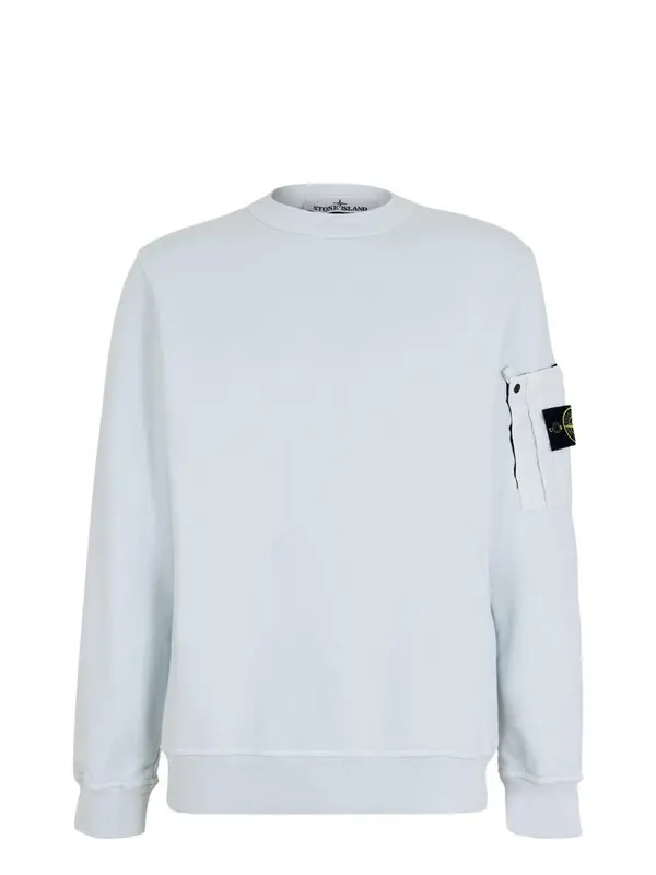Stone Island Crewneck Sweatshirt With Utility Pocket - White