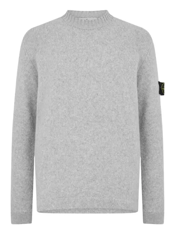 Stone Island Crew Neck Logo Patch Sweater - Gray