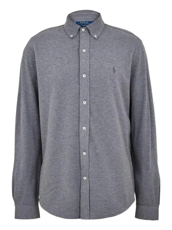 Polo Ralph Lauren Slim Fit Button-down Plain Shirt - Gray