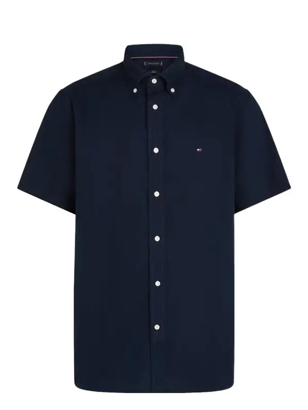 Tommy Hilfiger Flex Poplin Short-sleeve Plain Shirt - Black