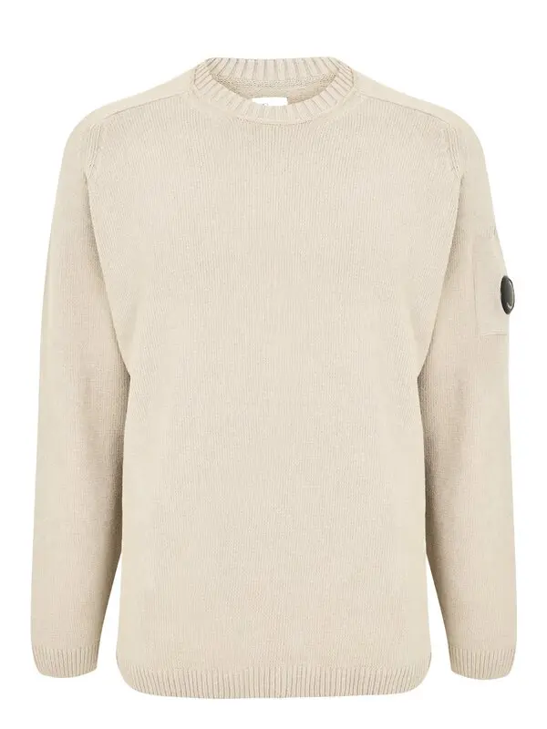 C.P. COMPANY Logo Crew Neck Sweater - Nude