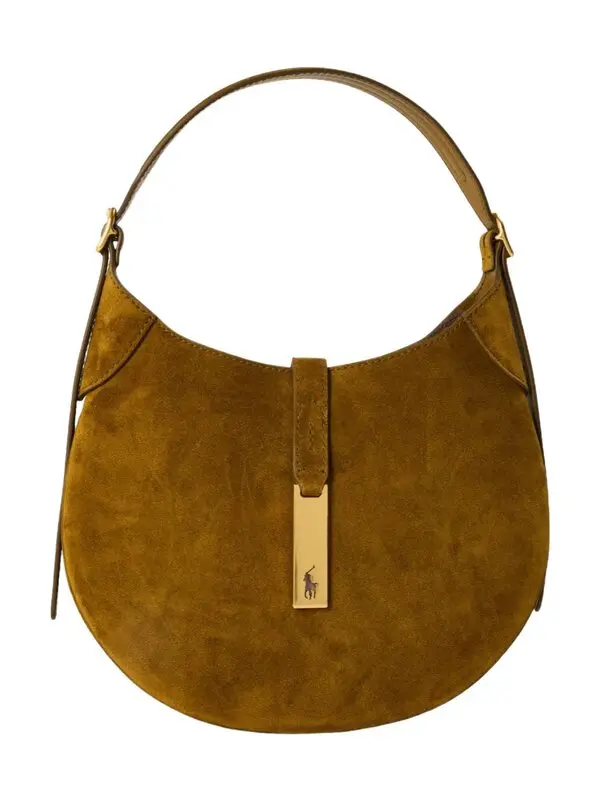Polo Ralph Lauren Suede Shoulder Bag With Pony Motif - Brown