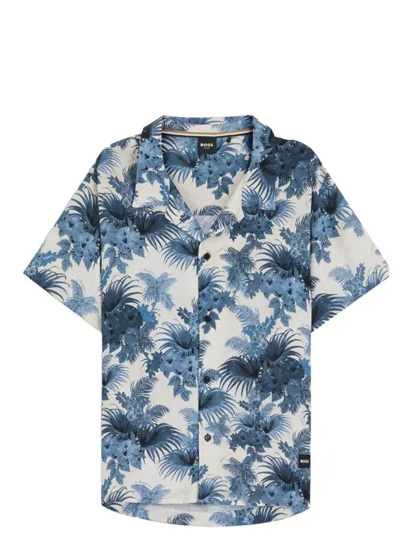 Hugo Boss Bw Beach Shirt, Plain Short-sleeve - Blue
