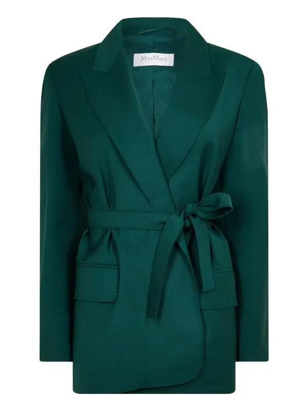 Max Mara Belted Structured Blazer - Green